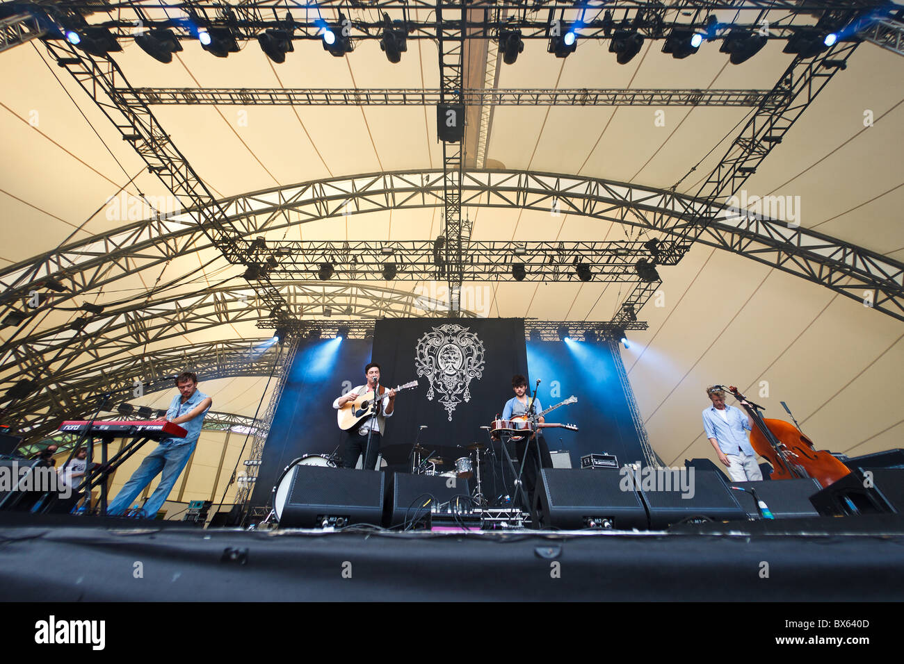 Mumford & Sons perform at their gig at the Eden Project 2010 as part of ...
