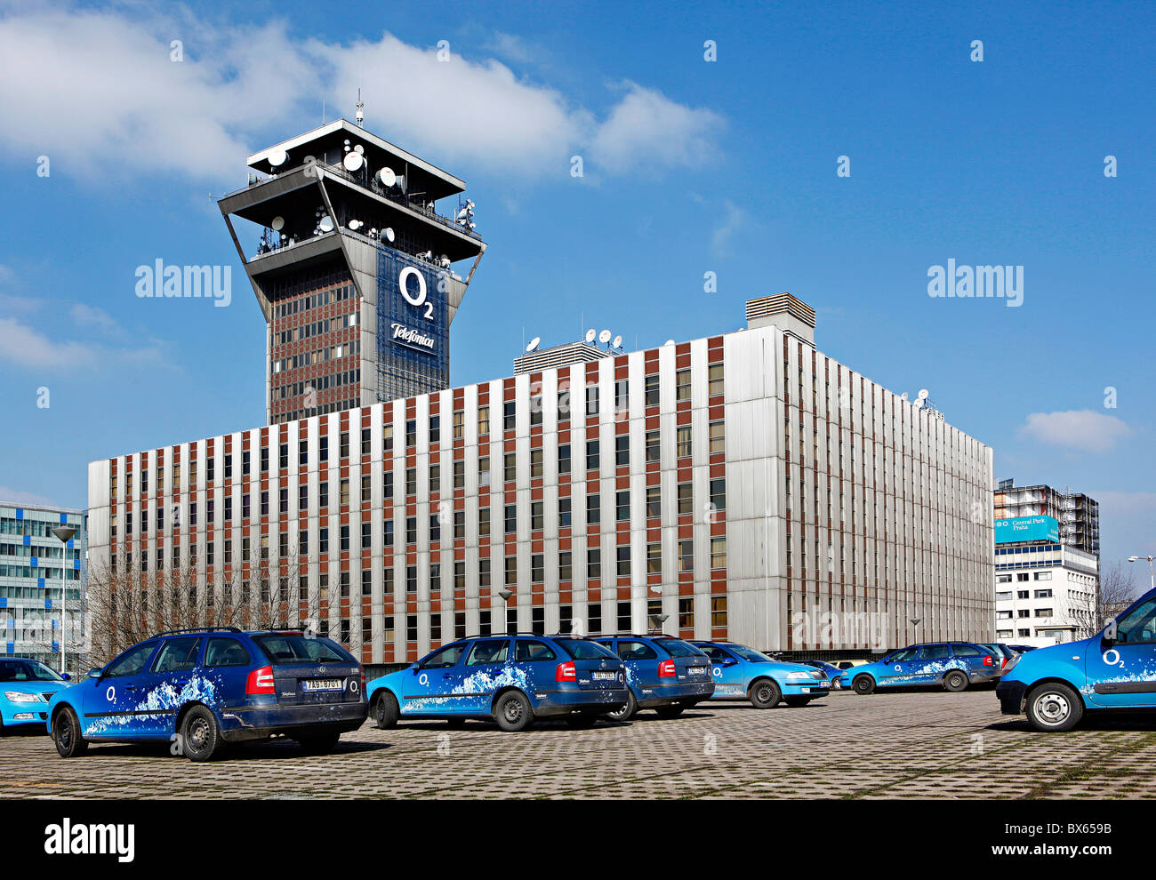 Czech headquarters of telefonica o2 in olsanska street in zizkov hi-res ...