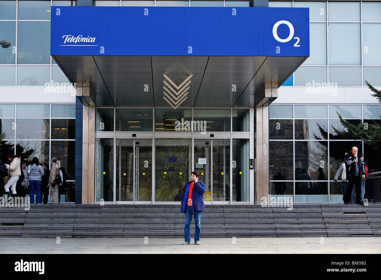 Prague, Czech headquarters of Telefonica O2 in Olsanska Street in ...