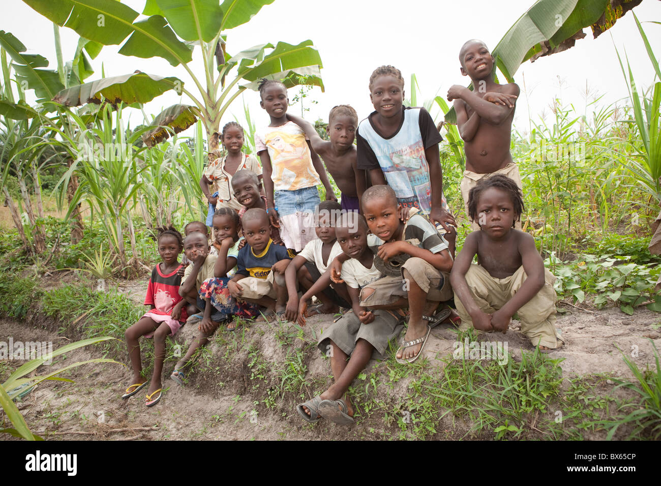 A group of children poses in Kakata, Liberia, West Africa Stock Photo ...