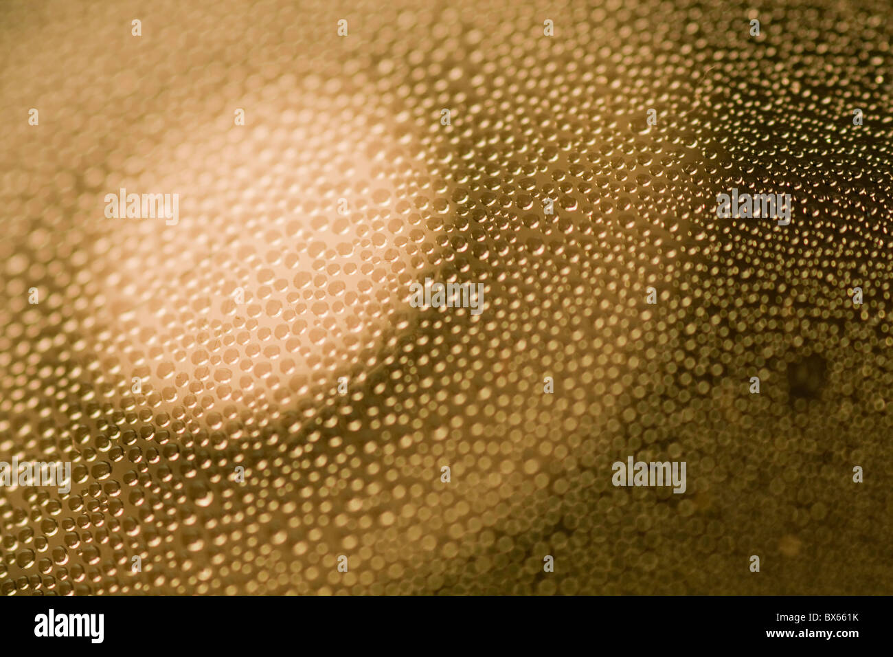 Closeup abstract of many condensated drops of water with a focus of ...