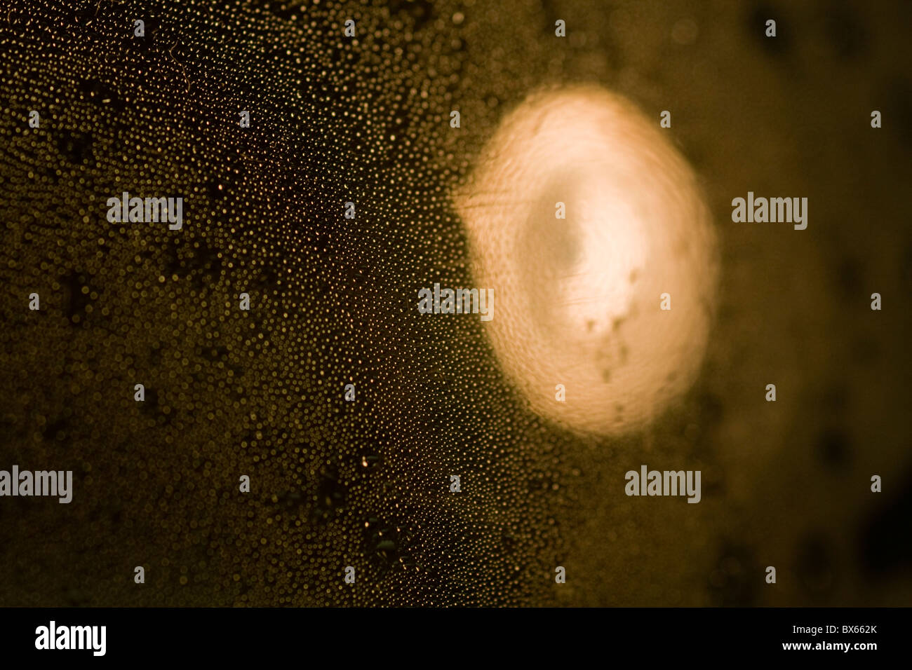 Closeup abstract of many condensated drops of water with a focus of ...