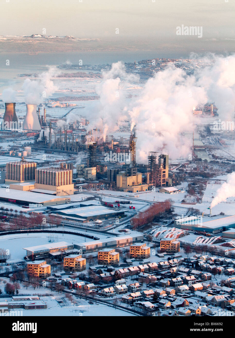 An aireal view of the Grangemouth petrochemical plant, Falkirk ...