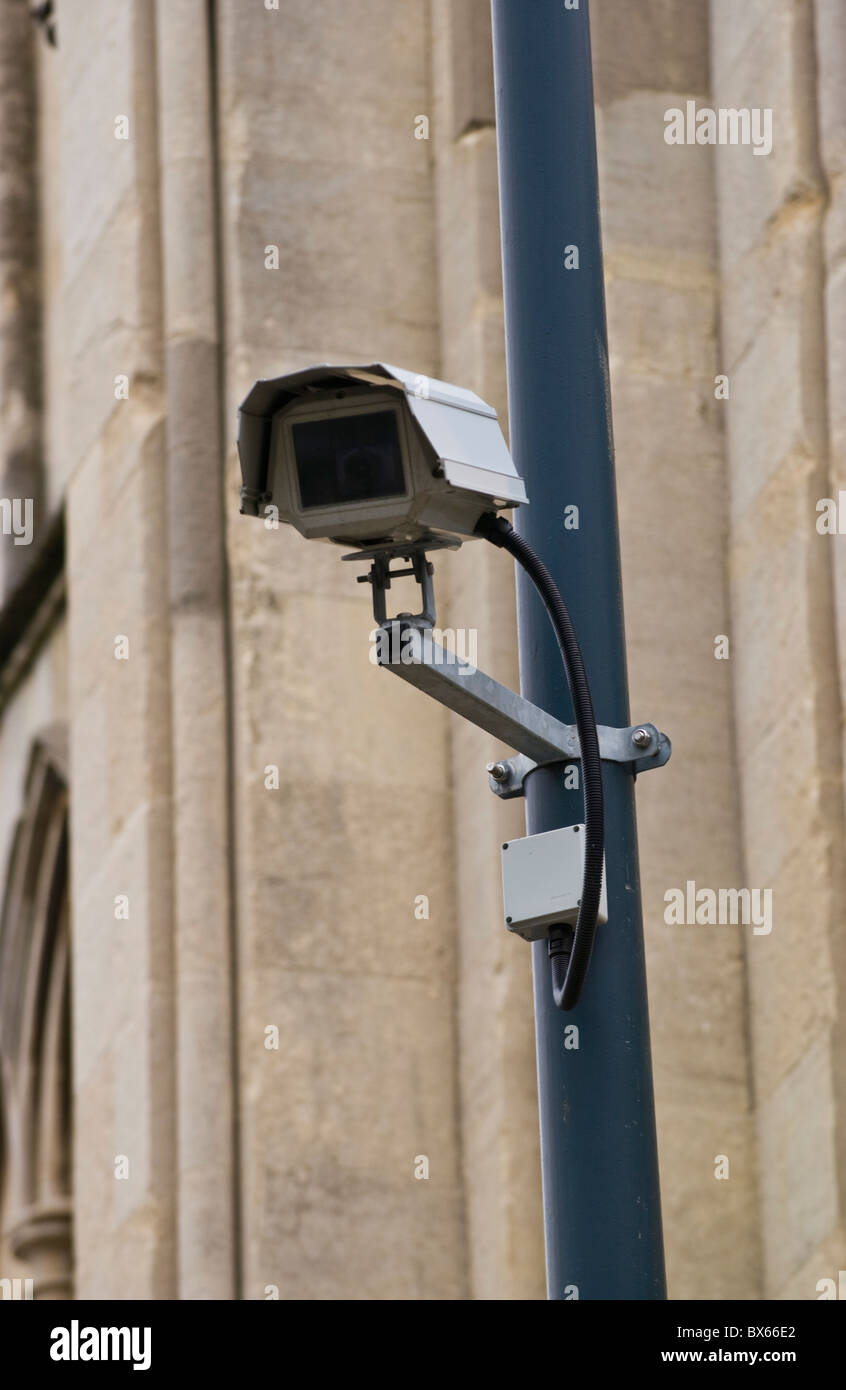 CCTV camera on lamp post in city centre Newport South Wales UK Stock ...