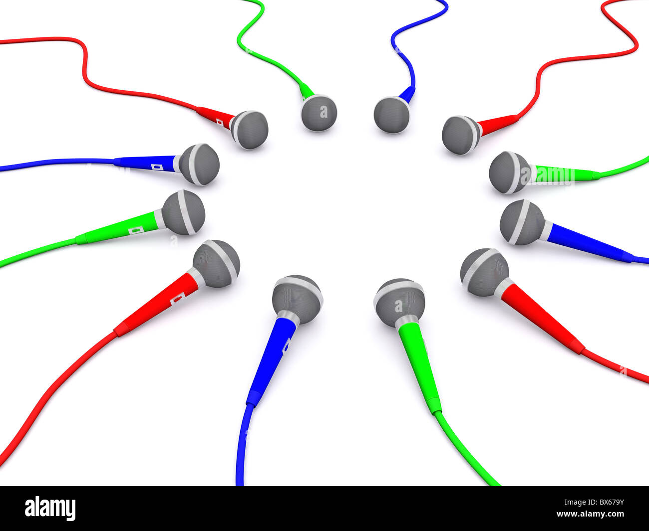 around microphone group. 3D Stock Photo - Alamy