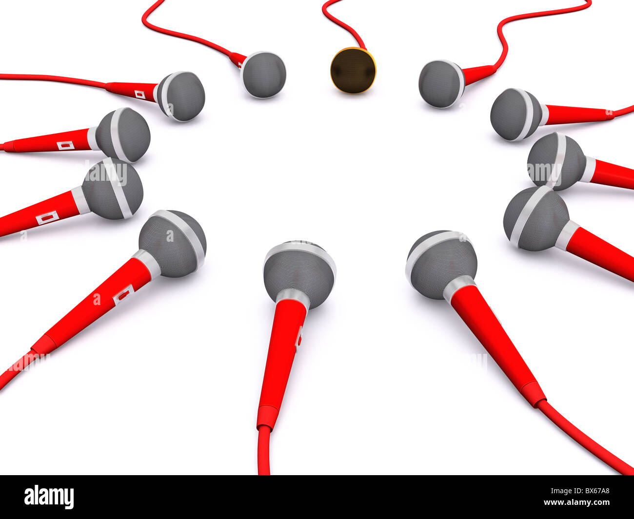 around microphone group. 3D Stock Photo - Alamy