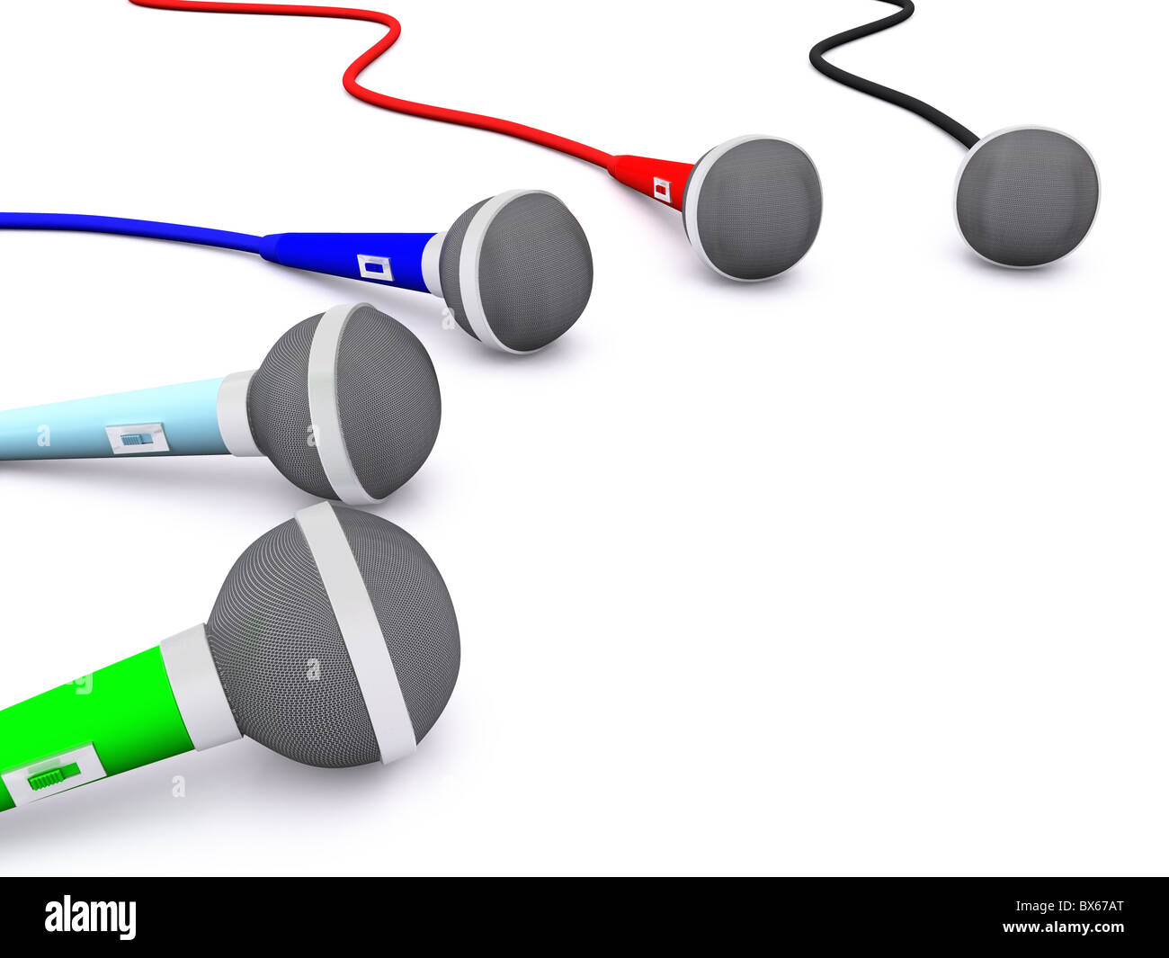 around microphone group. 3D Stock Photo - Alamy