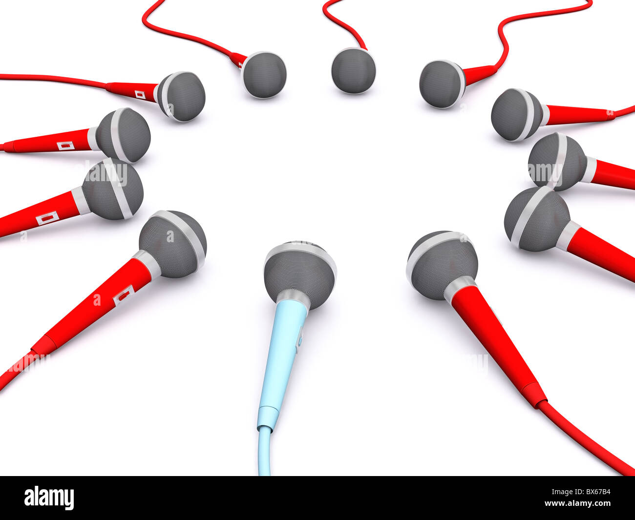 around microphone group. 3D Stock Photo - Alamy