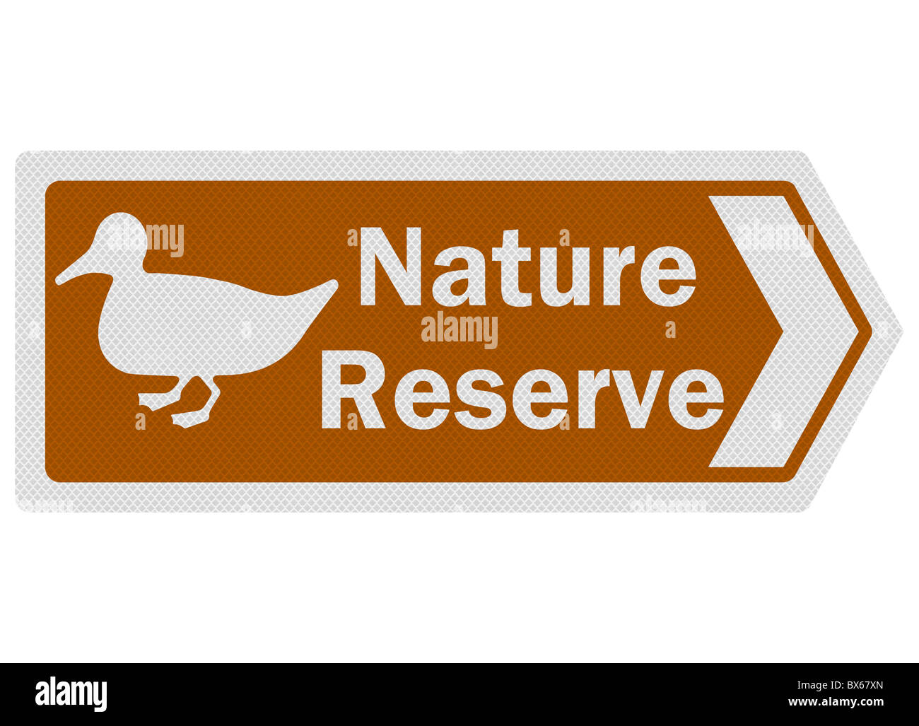 Photo-realistic tourist information-style roadsign, depicting 'nature ...