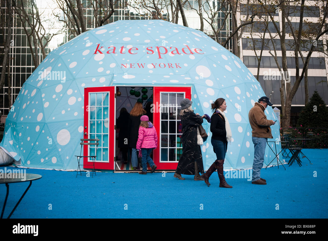 A Kate Spade pop-up store in an "igloo" in Bryant Park in New York on ...