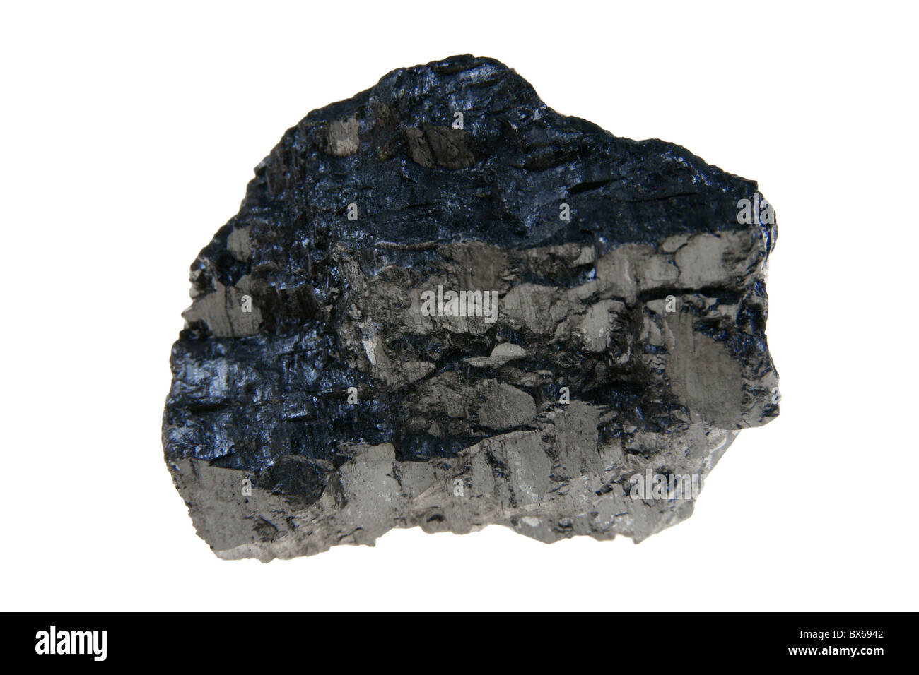 Big piece of black coal isolated on white background Stock Photo - Alamy