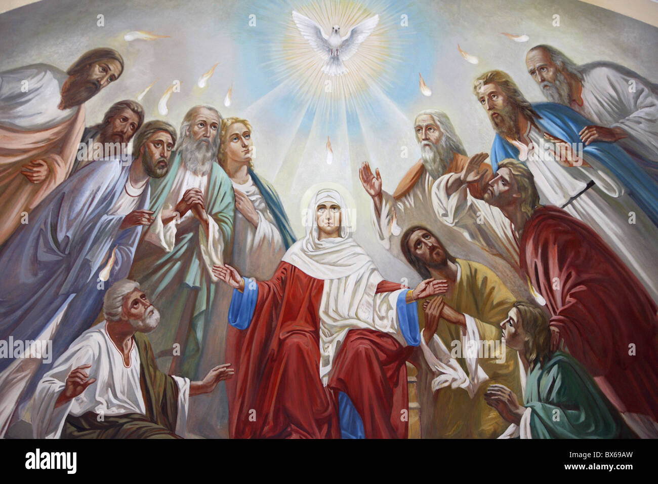 Fresco in the Russian Orthodox church of the Holy Trinity, Jerusalem ...