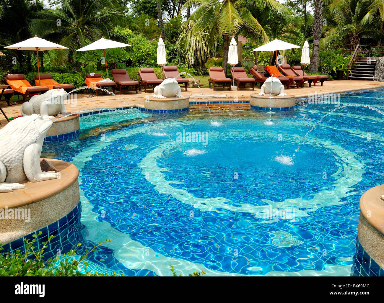 Swimming pool at modern luxury hotel, Samui island, Thailand Stock ...