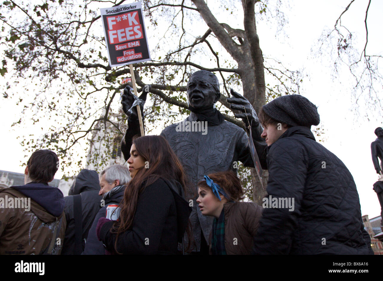 Students protesting against rise to tuition fees in central London ...
