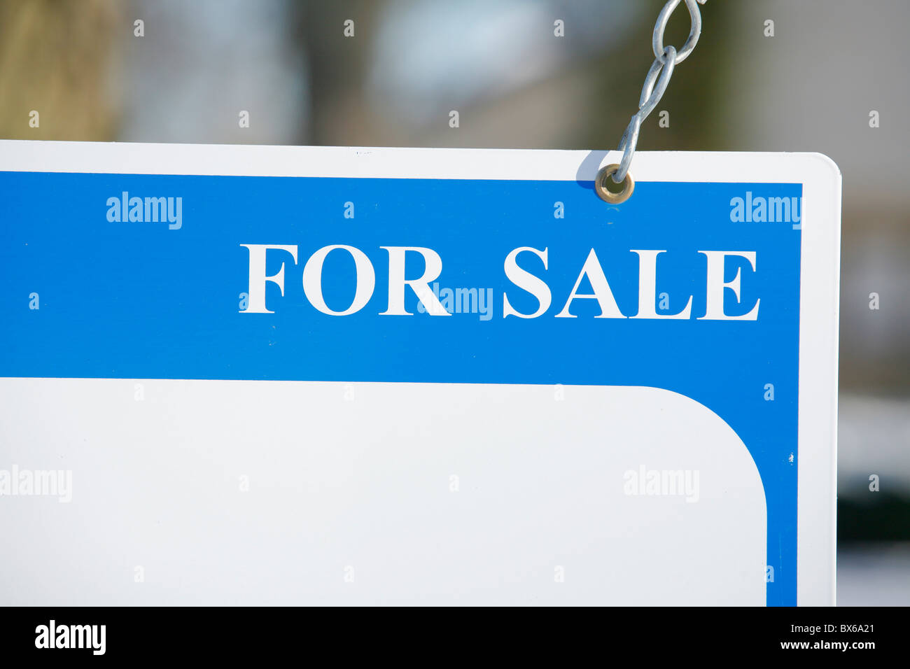 Blue and White For Sale Sign Stock Photo - Alamy