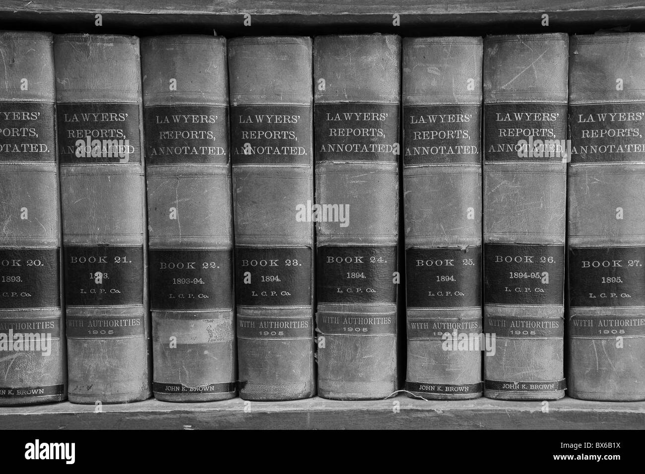 Antique gray lawyer legal reports and annotations books sitting on a ...
