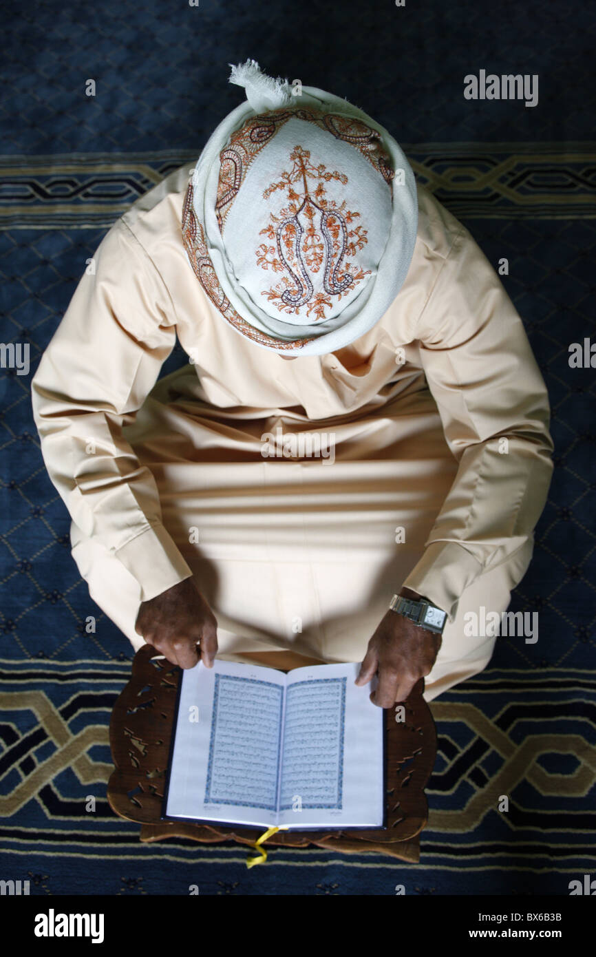 Koran reading in a mosque, Dubai, United Arab Emirates, Middle East ...