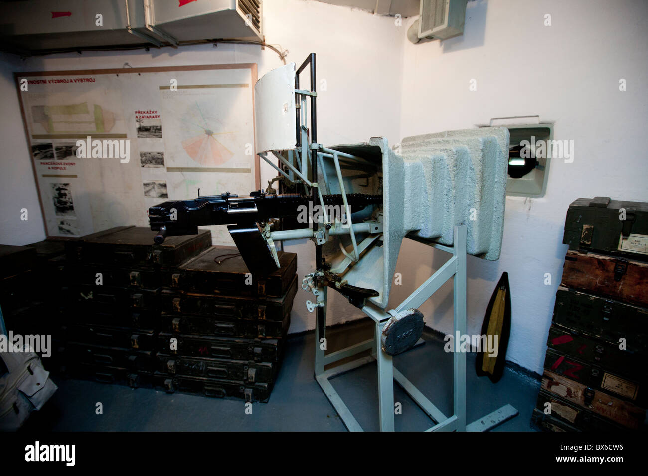 machine gun, interior, Fort MO-S 19 Alej, Museum of the fortifications ...