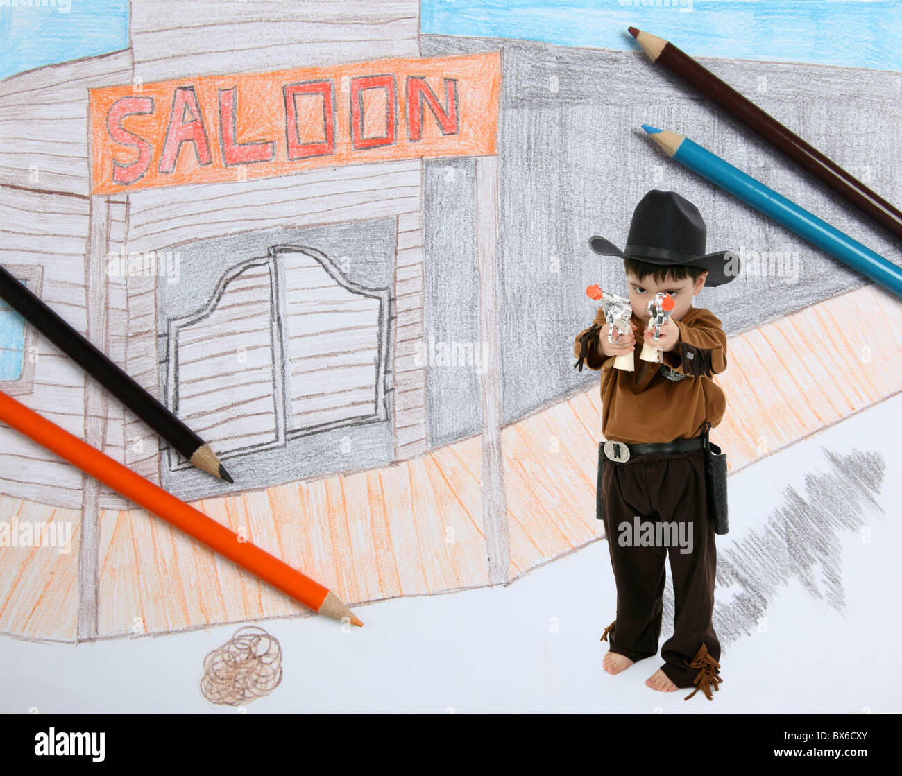 Old West Town Drawing