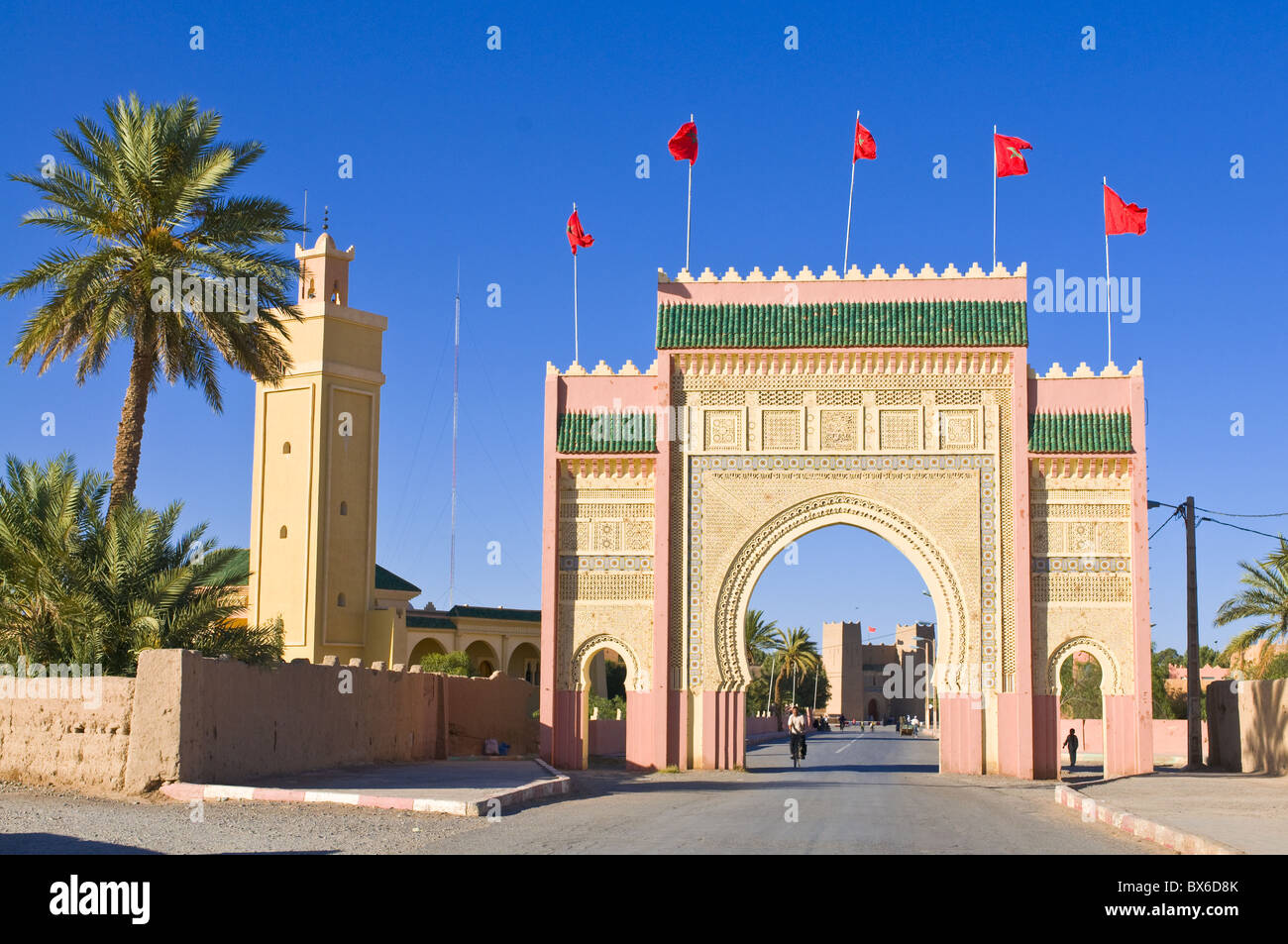 Entrance gate to the desert town of Rissani, Morocco, North Africa ...
