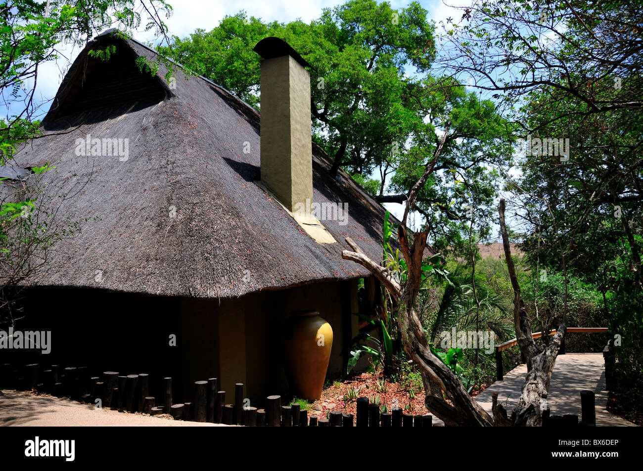 An African style grass hut. Kruger National Park, South Africa Stock ...