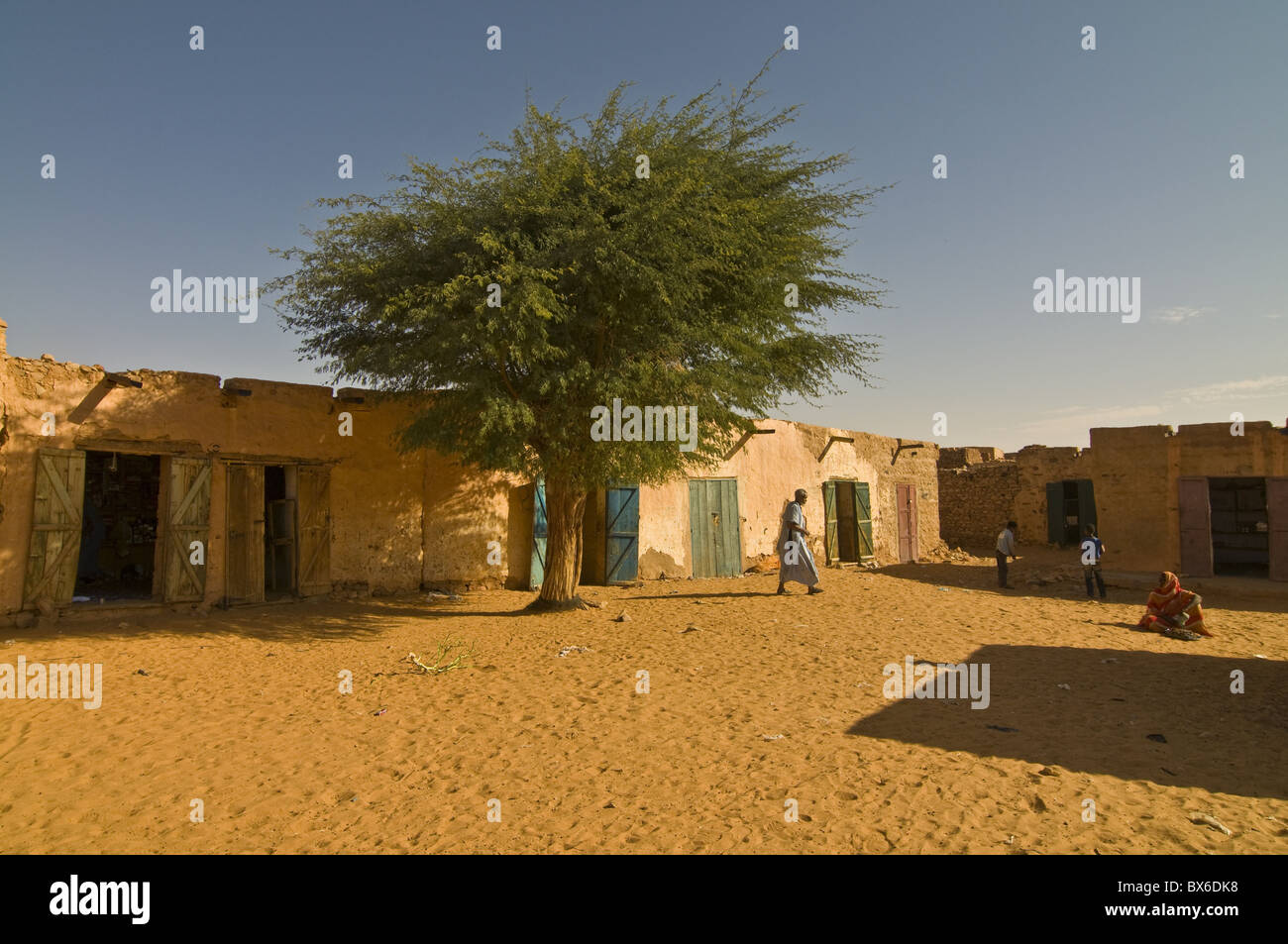 Sandy square at the UNESCO World Heritage Site of Chinguetti, medieval ...