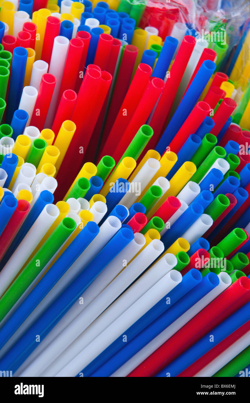 Multi-coloured plastic sticks of a photo from above Stock Photo - Alamy