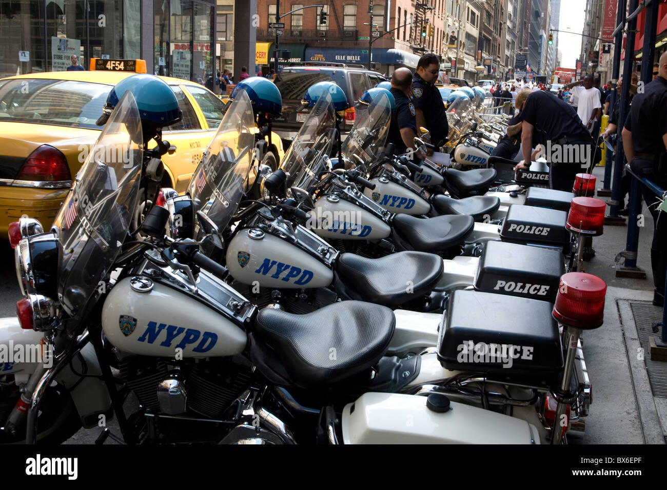 NYPD motorcycles parked in formation waiting for the kick off of the ...