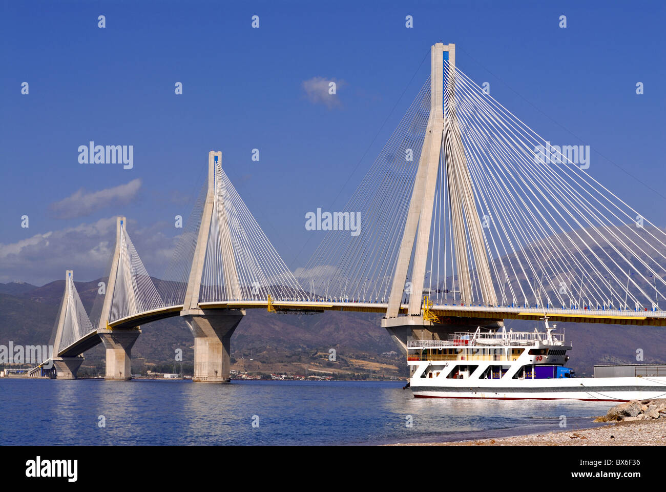 Giant bridge across the Gulf of Corinth, near Patra, Peloponnese ...
