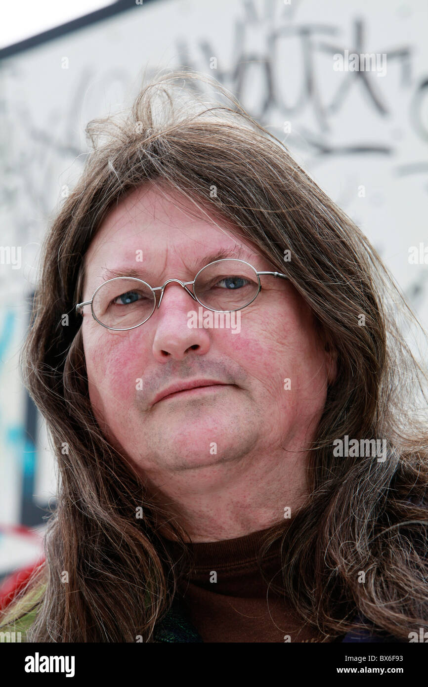 Czech musician Ivan Hlas poses for a photo at a playground in Prague ...