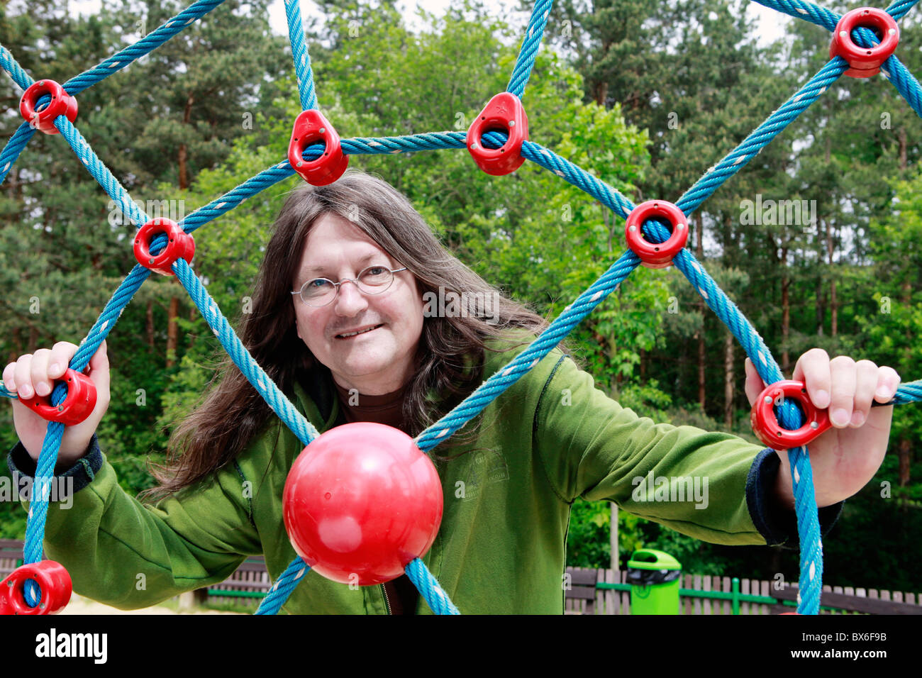 Czech musician Ivan Hlas poses for a photo at a playground in Prague ...