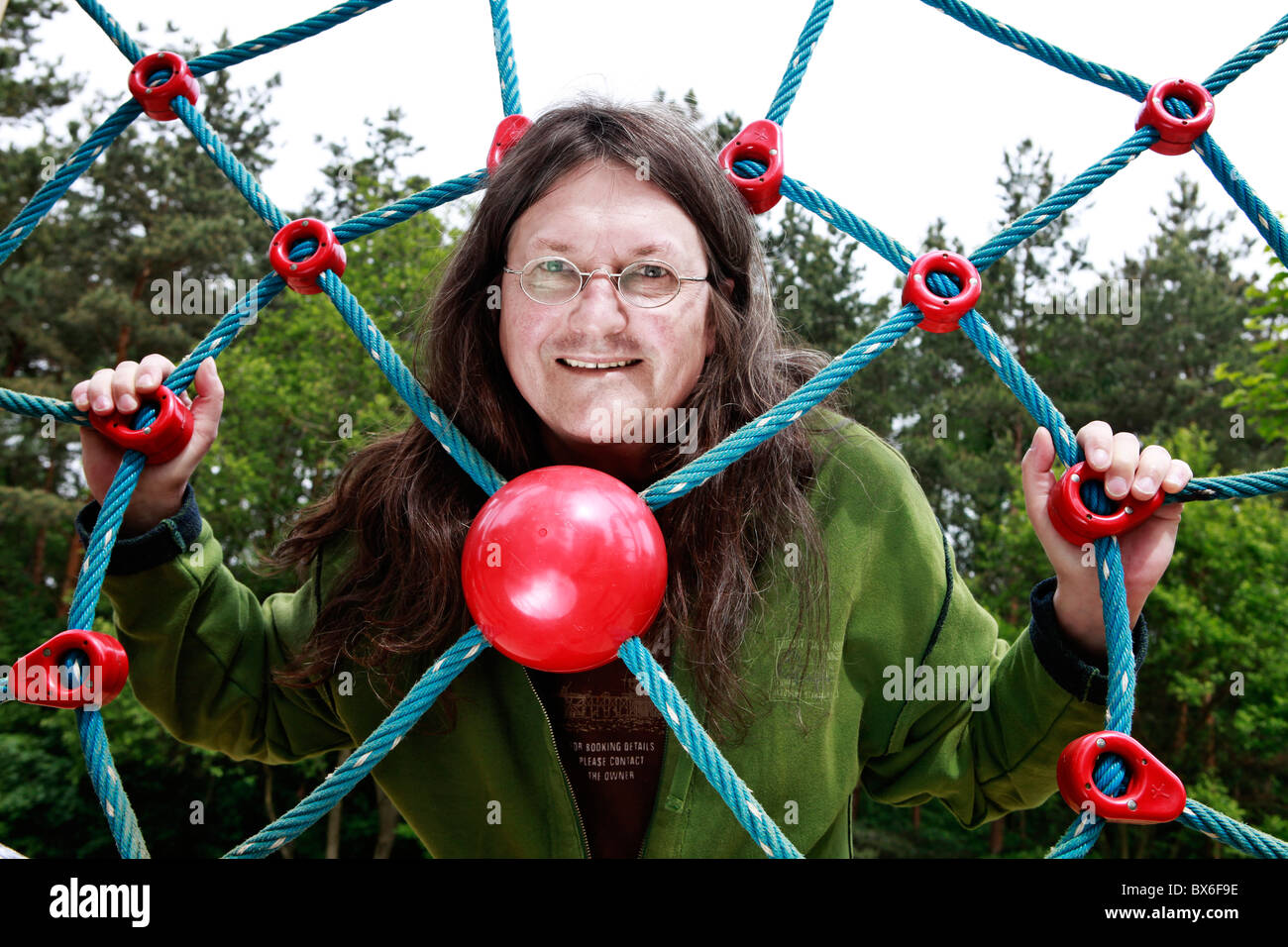 Czech musician Ivan Hlas poses for a photo at a playground in Prague ...