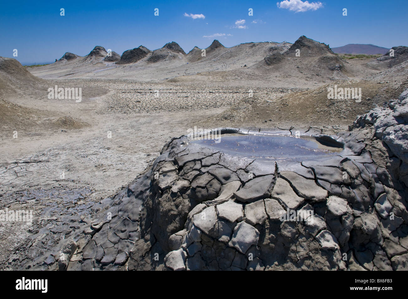 Mud volcanoes near Qobustan, Azerbaijan, Central Asia, Asia Stock Photo ...