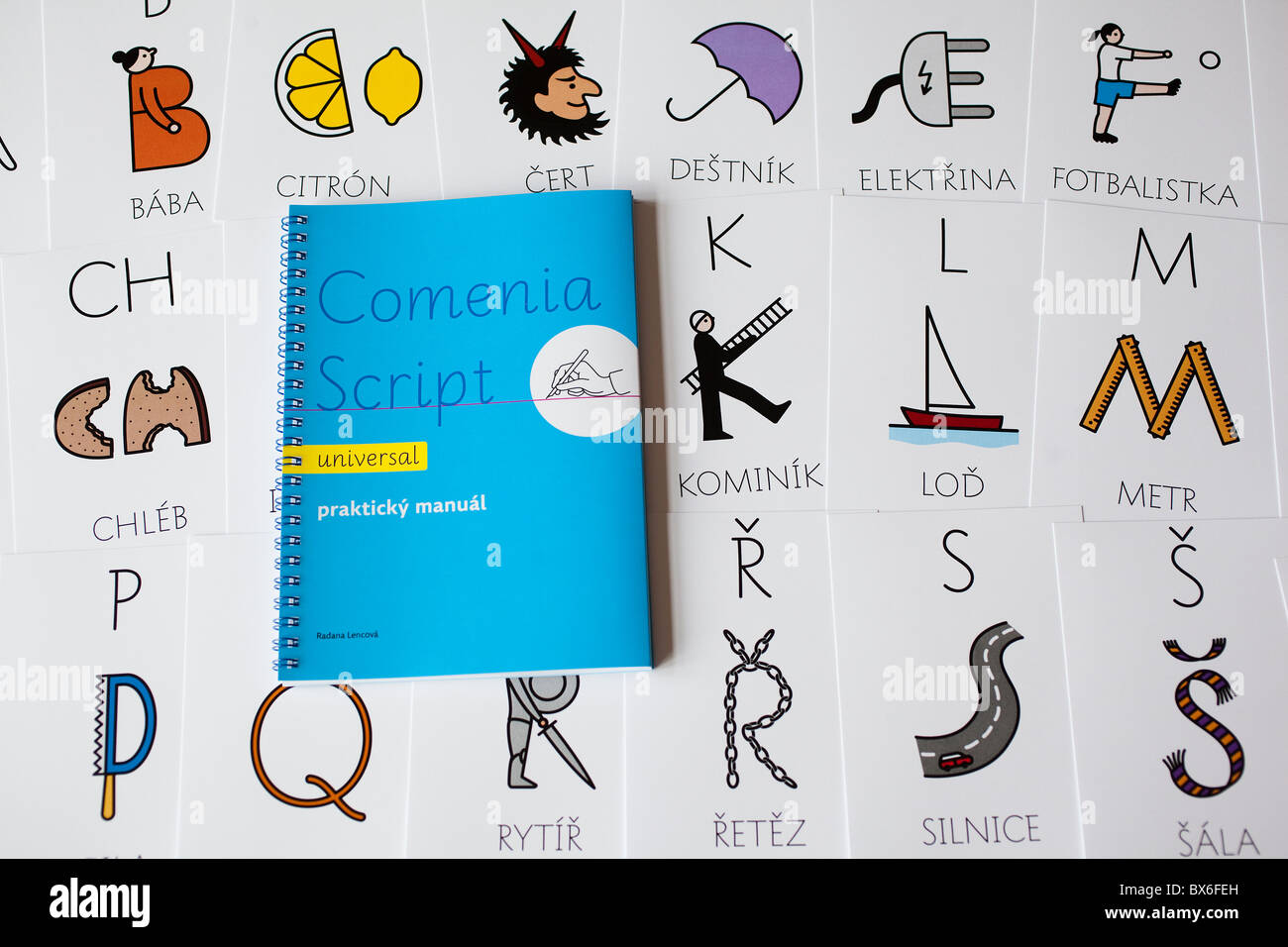 Comenia Script universal, alphabet Stock Photo - Alamy