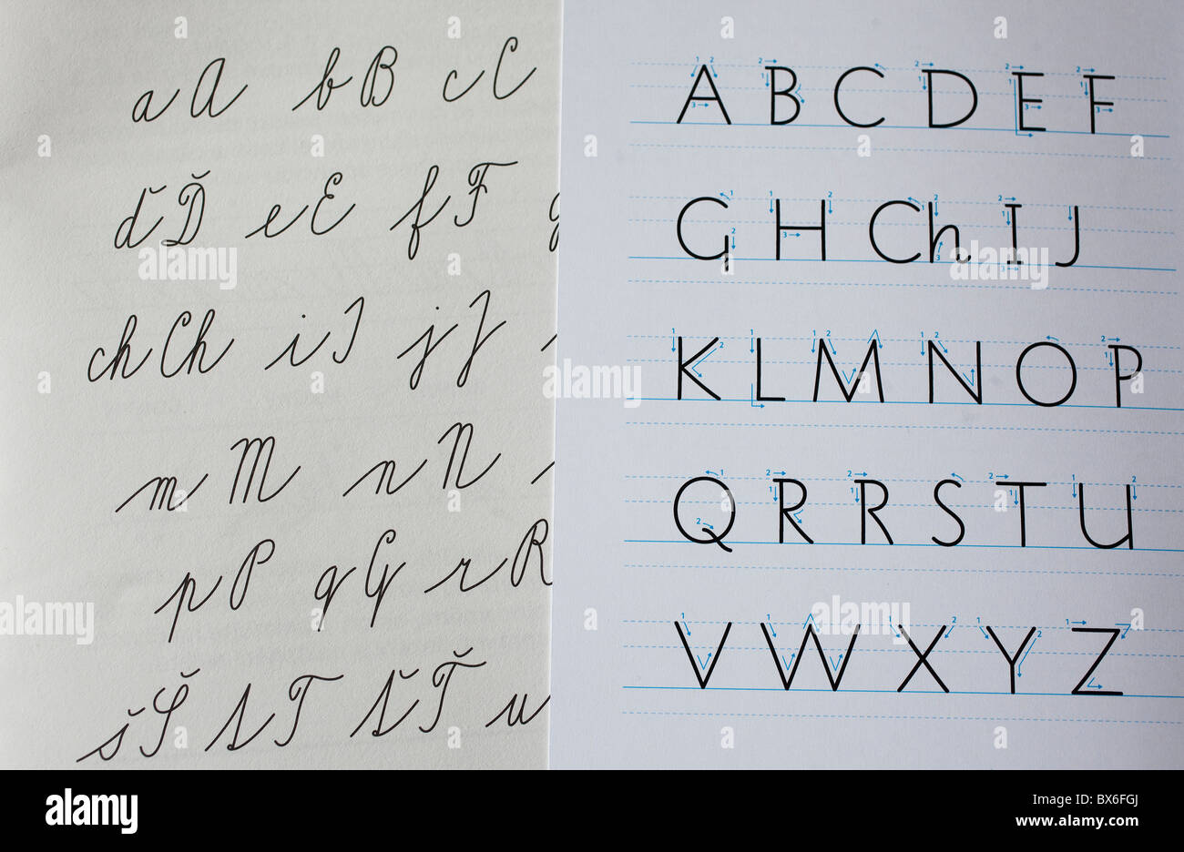 Comenia Script universal, alphabet Stock Photo - Alamy