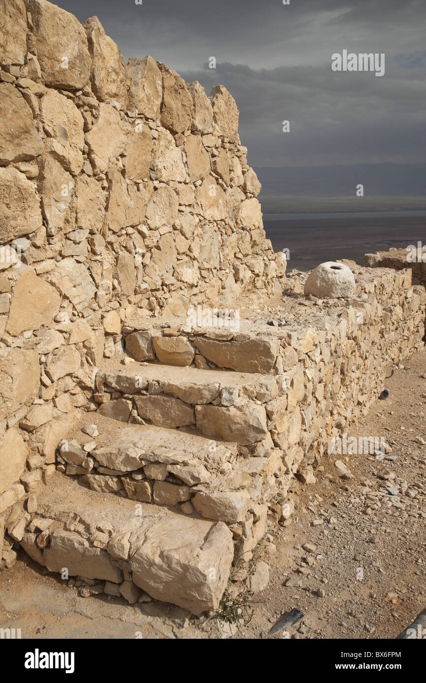 Stairway at ancient ruin of Masada, UNESCO World Heritage Site, Judean ...