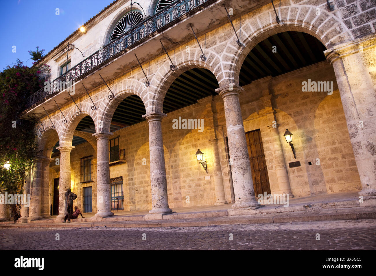 Built in 1700s exterior portico connecting two palaces, in Plaza de la ...
