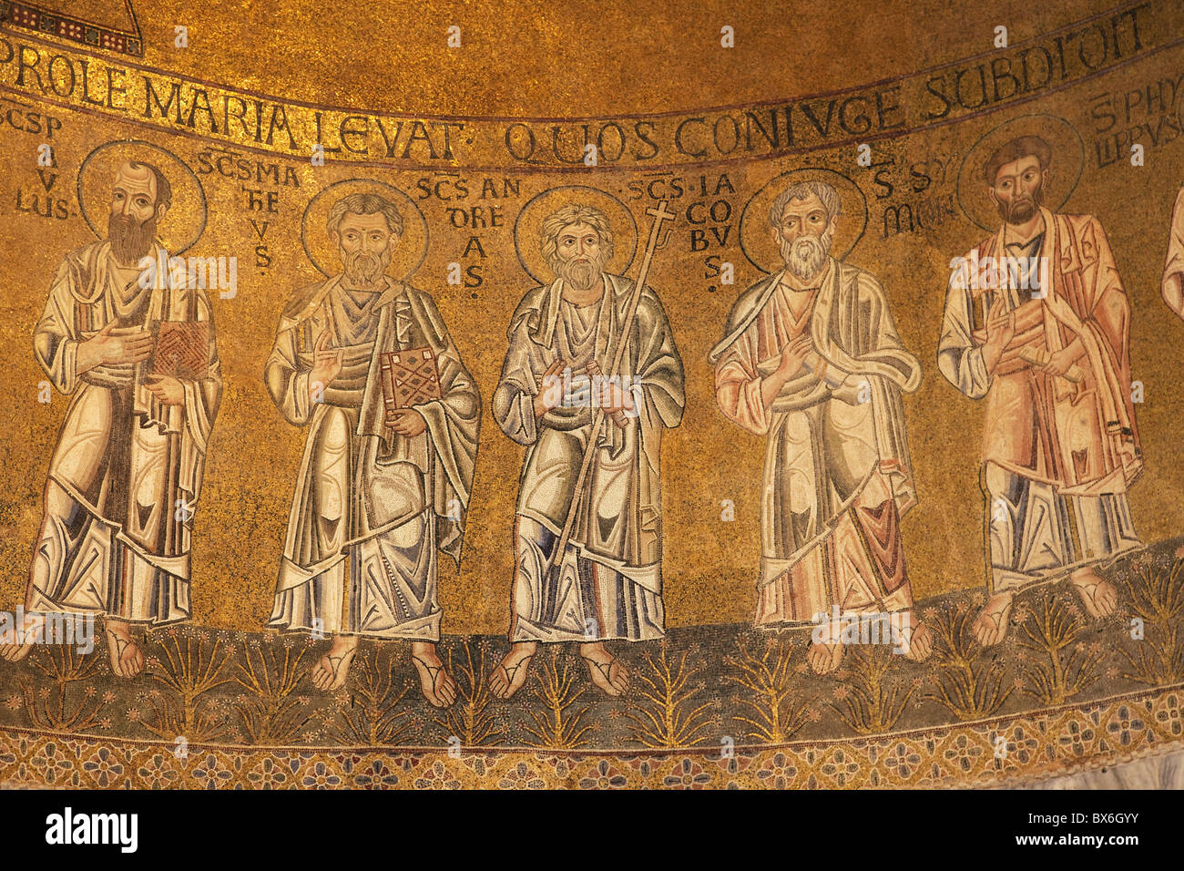 Detail of 13th century apse Byzantine mosaics, Cathedral of Santa Maria Assunta, Torcello Island ...