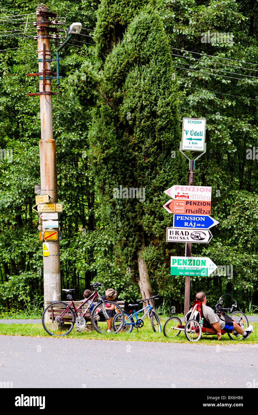 tourist, tourists, backpackers, signpost, traffic signs Stock Photo - Alamy