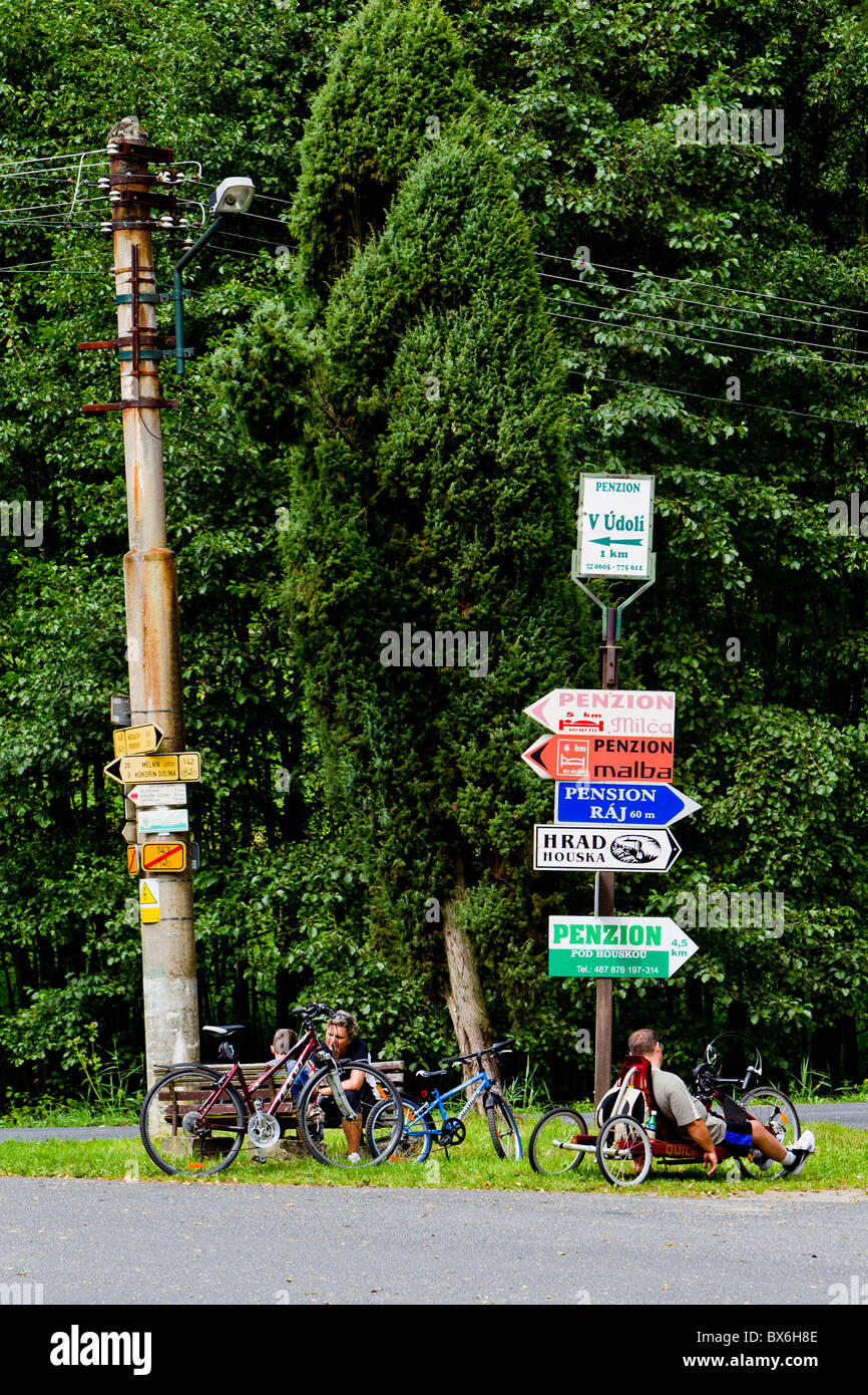 tourist, tourists, backpackers, signpost, traffic signs Stock Photo - Alamy