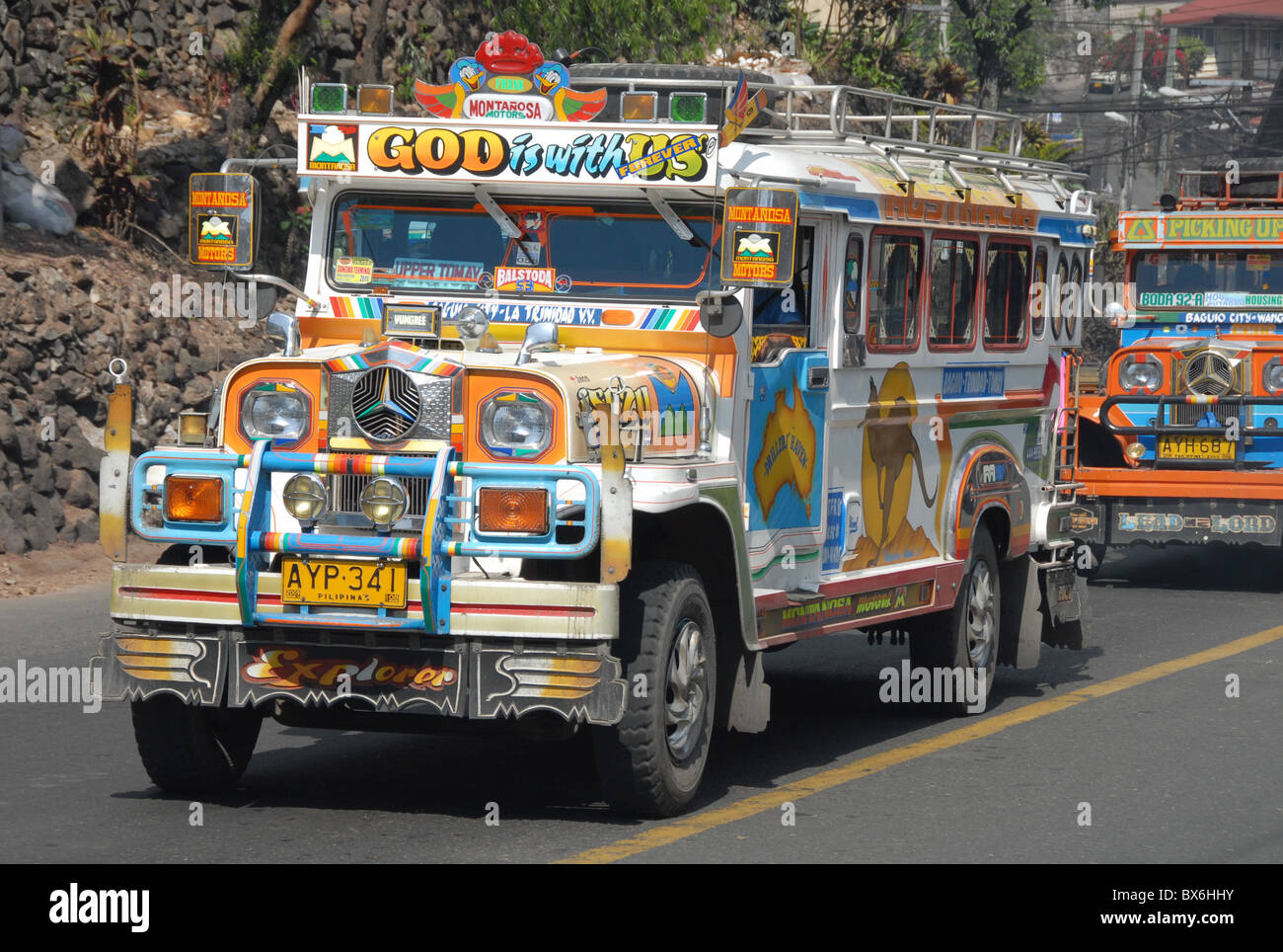 Typical painted jeepney (local bus), Baguio, Cordillera, Luzon ...