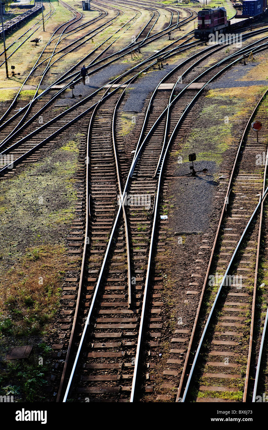Freight-train carries shipping containers from goods-station Praha ...