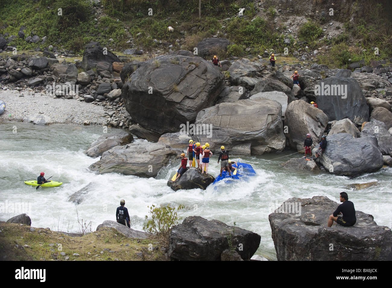 White water rafting on the Bhote Kosi River, Kathmandu Valley, Nepal ...