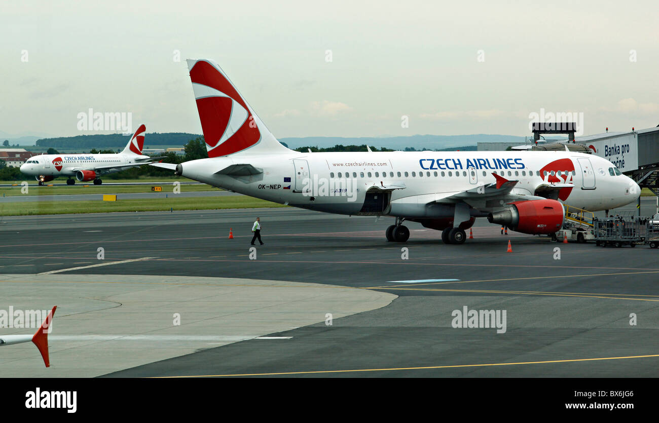 The plane of Czech Airlines (CSA) is seen at Ruzyne airport in Prague ...