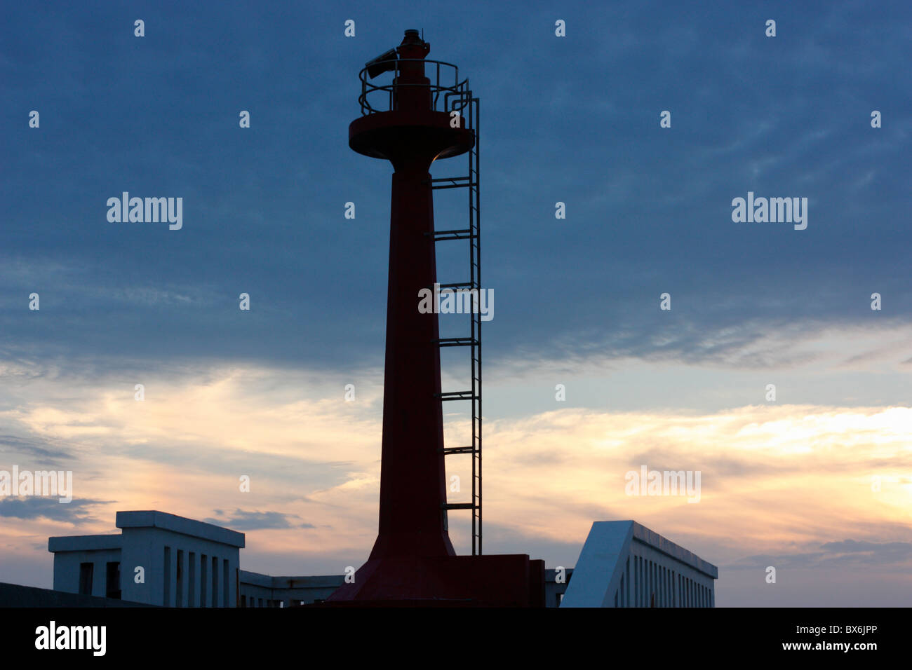 The light beacon at the entrance to AnPing Harbor Tainan, Taiwan Stock ...