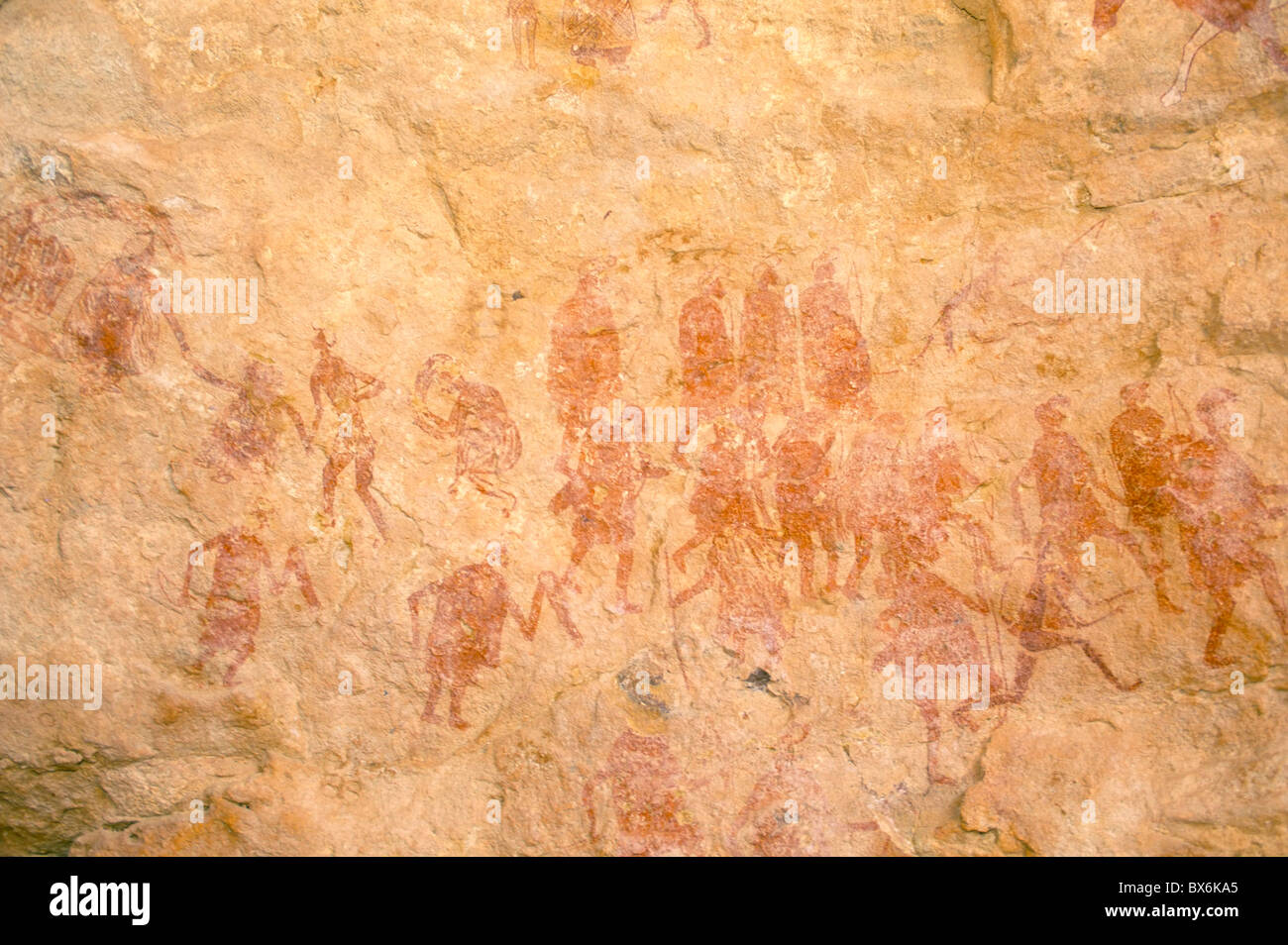 Primitive cave painting, Akakus, Sahara desert, Fezzan, Libya, North ...