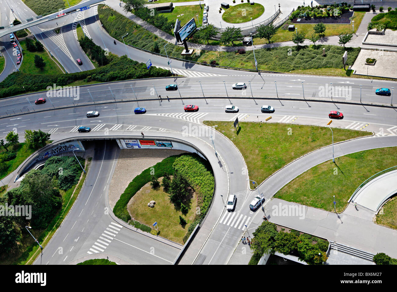 motorway, highway, overpass, bridge, cars,city transport Stock Photo ...