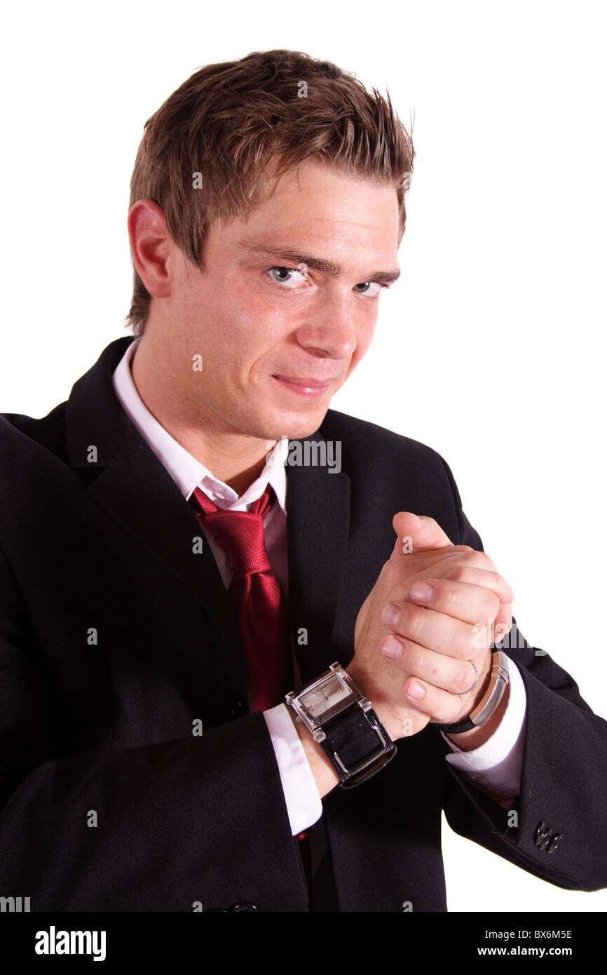 A greedy businessman. All isolated on white background Stock Photo - Alamy