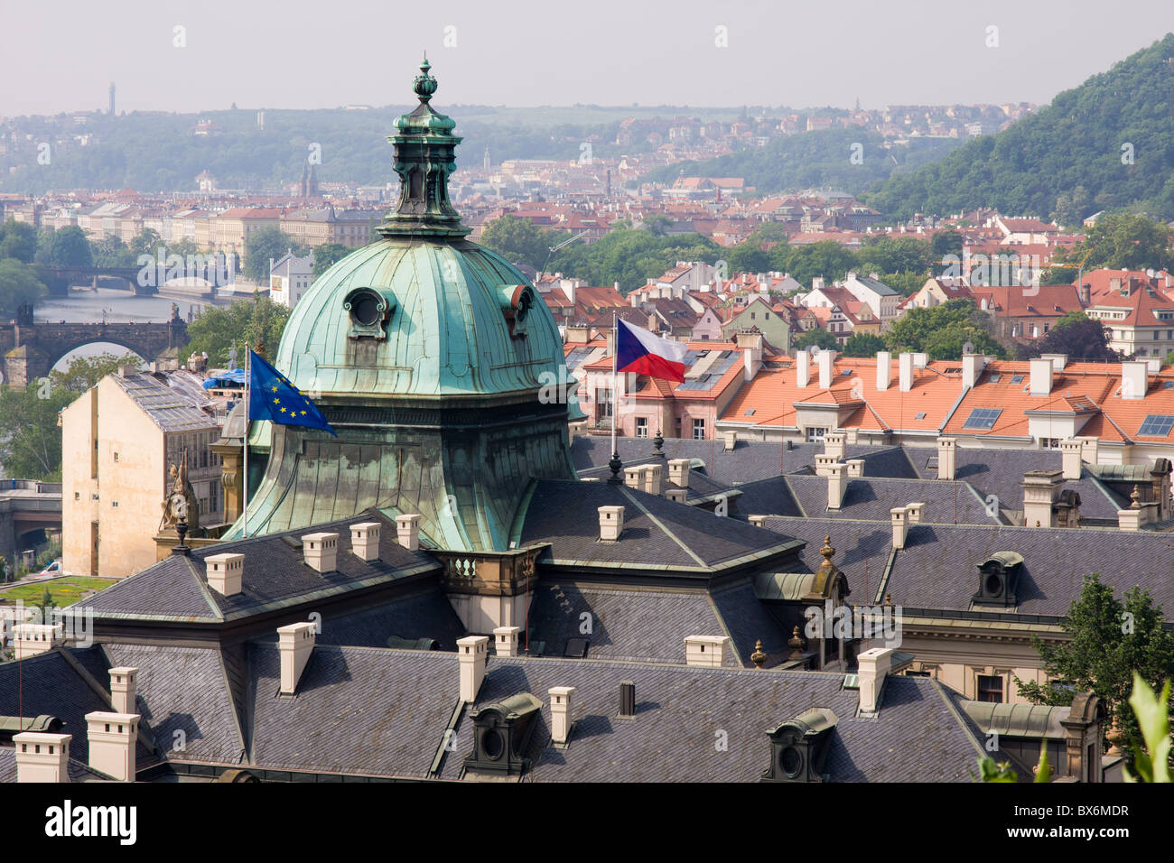 rooftops with european flag Stock Photo - Alamy