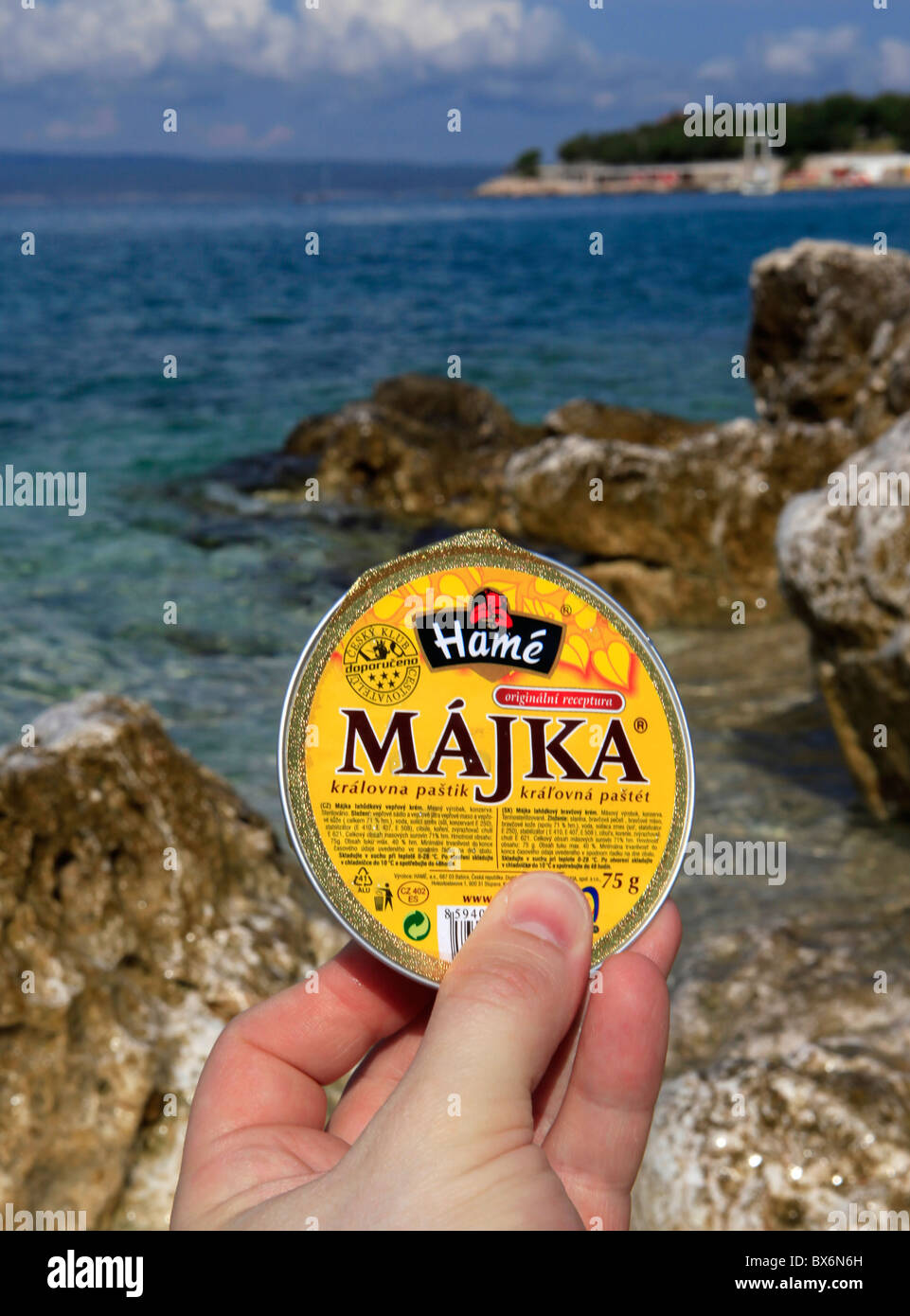 Traditional Czech paste Majka is shown at the Adriatic Sea coastal ...